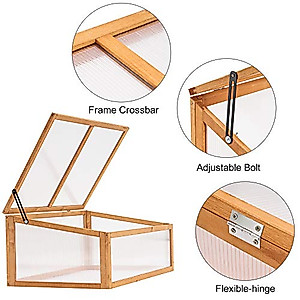 MCombo Wooden Garden Portable Greenhouse Cold Frame Raised Plants Bed Protection 6057-0690 (Orange)