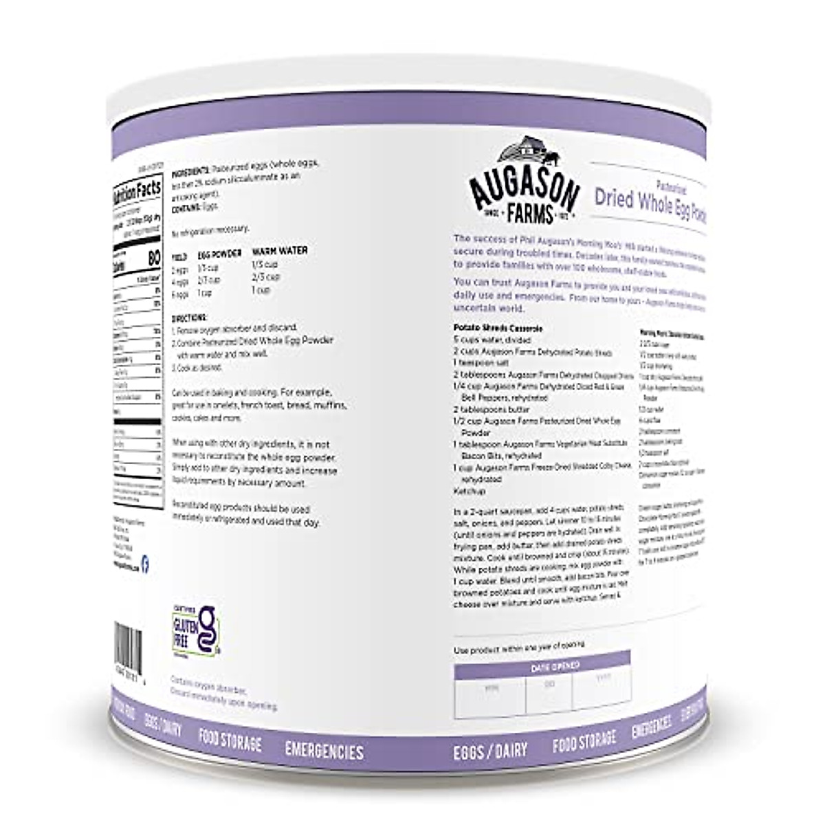 Augason Farms Dried Whole Egg Product 2 lbs 1 oz ( pack of 1)