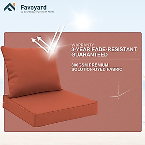 Favoyard Waterproof Outdoor Seat Cushion Set & Water-resistant Patio chair cushions 19 x 19, Red