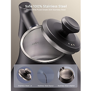 Govee Smart Electric Kettle, WiFi Variable Temperature Control Gooseneck Kettle, Pour Over Kettle and Tea Kettle, Alexa Control, 1200W Quick Heating, 100% Stainless Steel, 0.8L, Matte Black