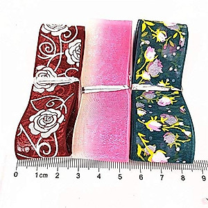 Chenkou Craft Random 20 Yards 1" 25MM Mix Lots Spring Summer Organza Ribbon Assorted Dots Bow Flower Love Heart Rose (Organza Ribbon 1")