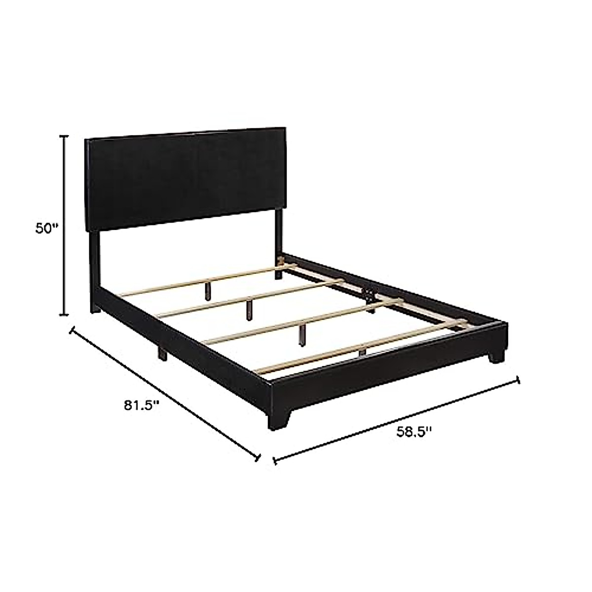 Crown Mark Erin Upholstered Panel Bed in Black, Full