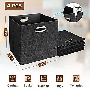 3X Thicker Cube Storage Bins Fabric Storage Cubes, 13 Inch Collapsible Cubby Storage Bins for Cube Organizer, Decorative Storage Boxes for Shelf Closet Organizer Nursery Toy Storage, Set of 4