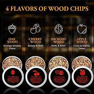 Cocktail Smoker Kit, Whiskey Smoker Kit with Torch, Old Fashioned Cocktail Kit, Bourbon Smoker Kit with 4 Flavors of Chimney Wood Chips, Bartender Gift for Friends, Husband, Dad（No Butane）