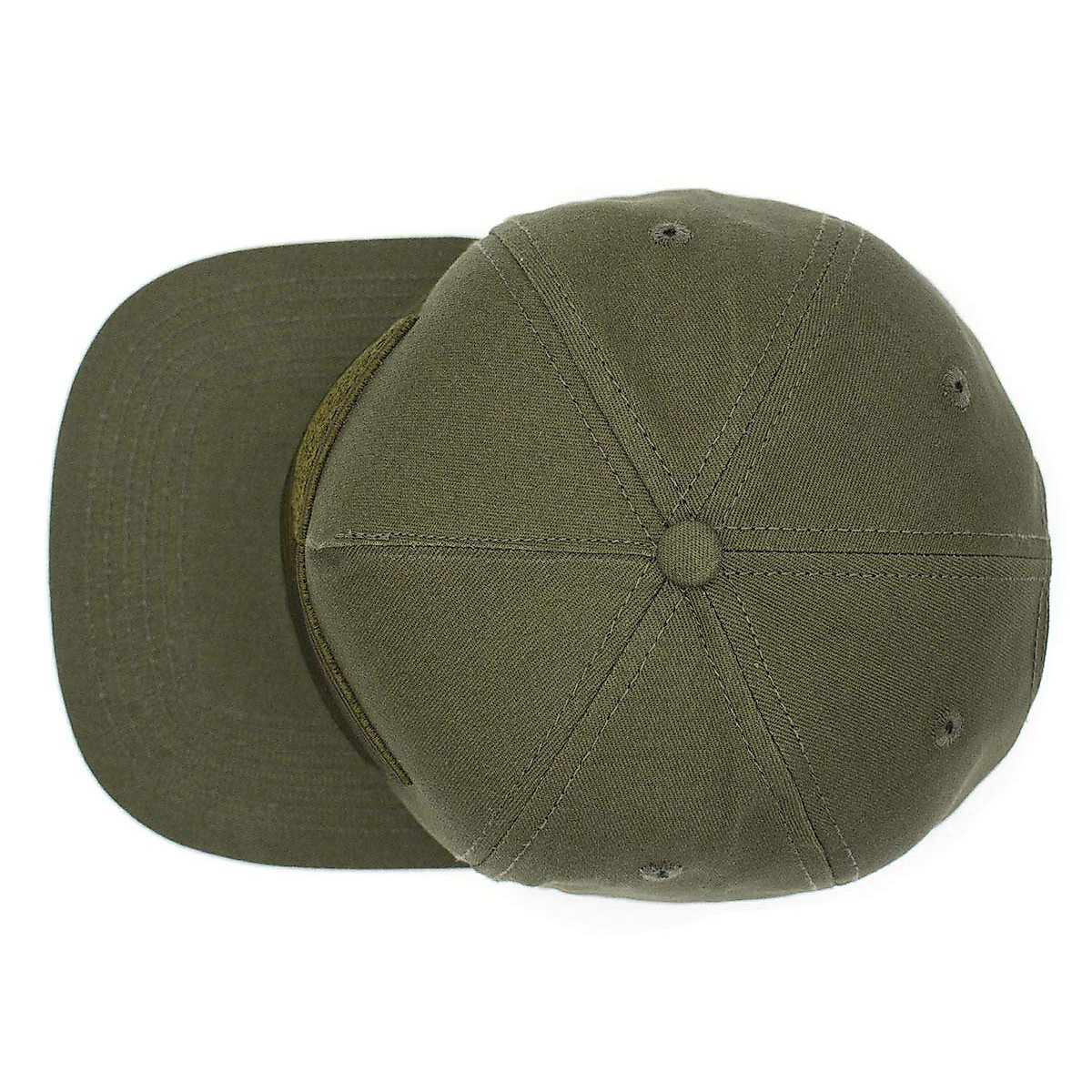 Uphily Olive Drab OD Green USA American Flag Flat Brim Bill Hat - High Profile Patriotic Snapback Baseball Cap for Men or Women