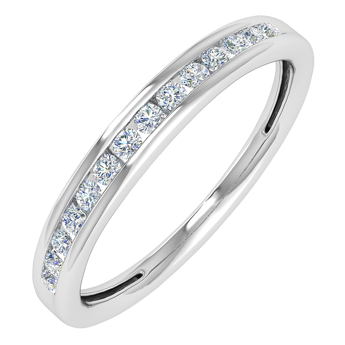 1/5 Carat Channel Set Diamond Wedding Band Ring in 14K White Gold (Ring Size 7)