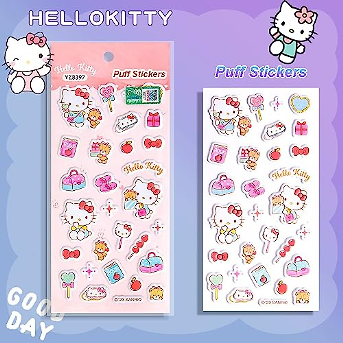 Cute Puffy Stickers for Kids Stickers 3D Waterproof Kawaii Puffy Sticker Kit for Water Bottle Phone Laptop Scrapbooking Computer for Toddlers Girls Teens Kids 4 Sheets