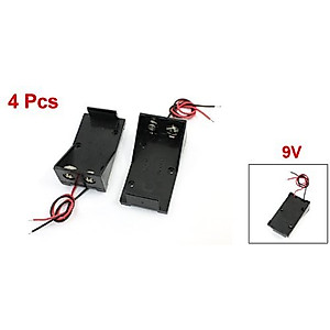 Saim 4 Pcs 9V Battery Holder Plastic Battery Storage Box Case with Lead Wire