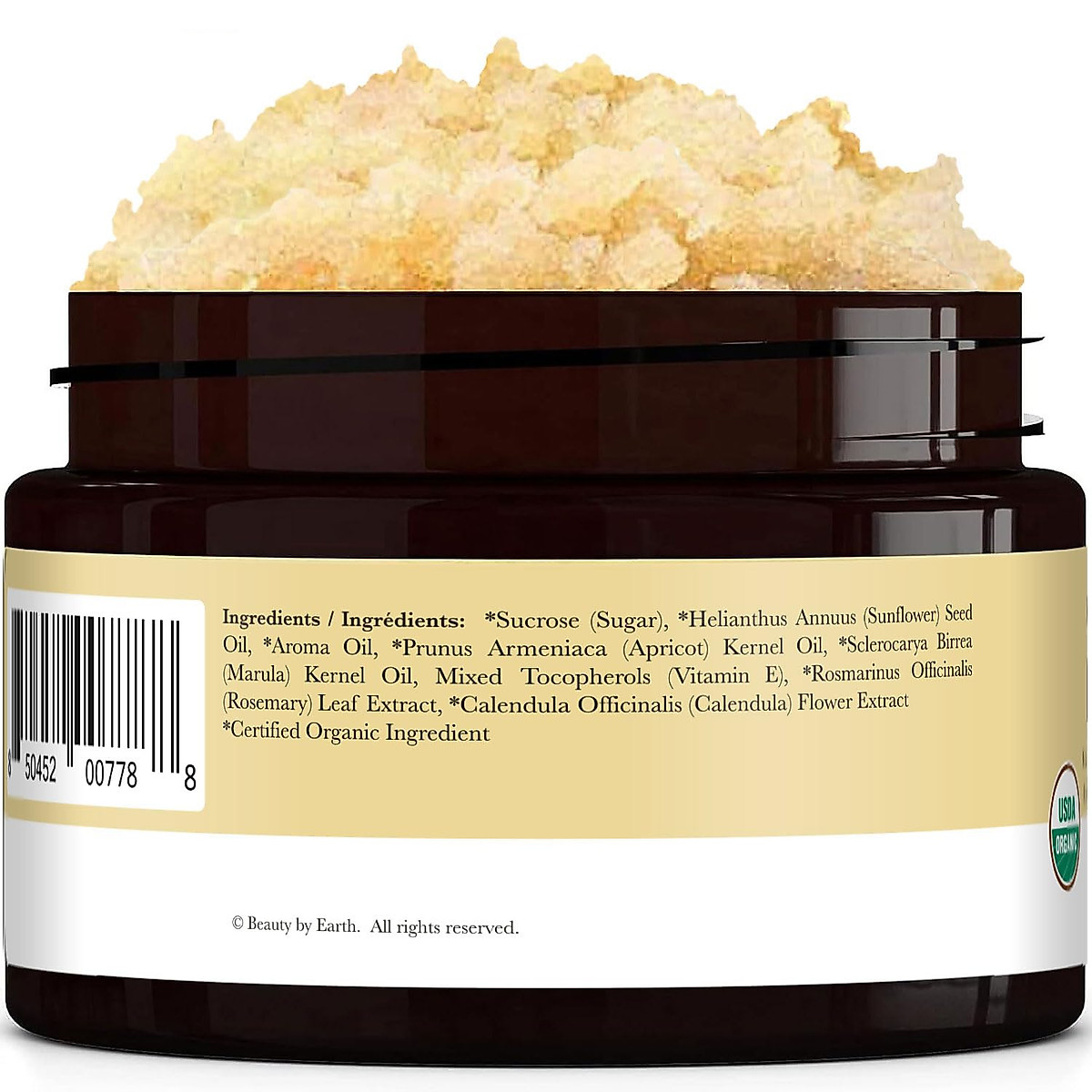 Organic Vanilla Coconut Body Scrub - USA Made Sugar Scrub with Natural Ingredients, Moisturizing Body & Foot Exfoliator for Dry and Sensitive Skin, Removes Dead Skin Cells & Reduces Ingrown Hair