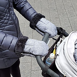 liuliuby CozyMitts - Insulated Stroller Gloves/Stroller Hand Muff - Stroller Accessories for Winter - Water Repellent Stroller Mittens for Freezing Cold Weather - Hand Warmers (Heather Gray)