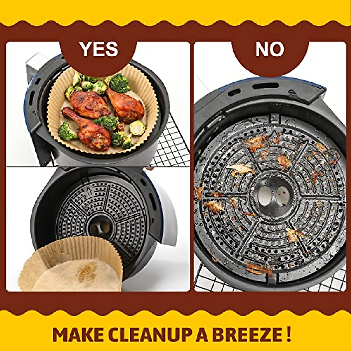 Air Fryer Disposable Paper Liner, 120 Pcs Liners for Air Fryer , Non-stick Parchment Paper for Frying, Baking, Cooking, Roasting and Microwave - Unbleached, Oil-proof, 6.3-inch