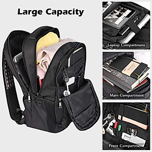 Laptop Backpack, 15.6-17 Inch Sosoon Travel Backpack for Laptop and Notebook, High School College Bookbag for Women Men Boys, Anti-Theft Water Resistant Bussiness Bag with USB Charging Port, Black