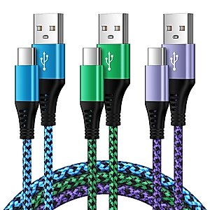 Samsung S24 USB C Cable 3A Fast Charging 3-Pack [1.6/3/6ft] for Google Pixel 8 7a 7 Pro 7 6a 6 Pro 5,USB A to Type C Android Phone Charger Cord for Galaxy A15 A14 5G/A25/A54/A23/S23/S22/S21/A53/A13