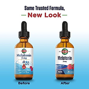 KAL Melatonin DropIns 3mg, Healthy Sleep Aid Support, Liquid Melatonin Drops for Optimal Absorption & Calming Relaxation Support, Fast Acting, Natural Raspberry Flavor, Approx. 55 Servings, 1.85oz