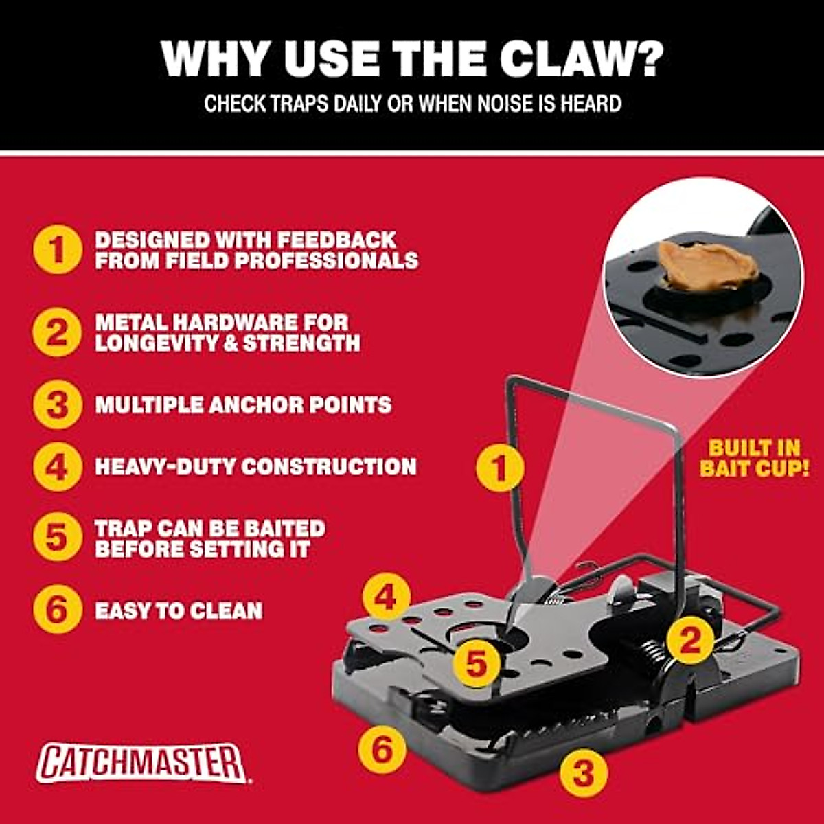 Catchmaster The Claw Quick Set Rat Snap Trap 6-Pk, Mouse Traps Indoor ...