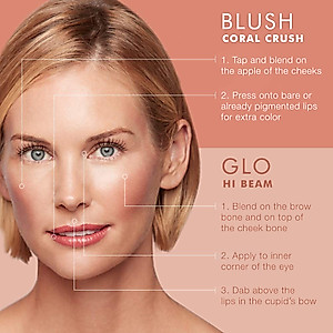 Beauty For Real Blush + Glo, In the Pink + Get Lit - Blush + Highlighter Stick - Cream-to-Powder Mineral Formula - Provides All Day Wear - Organic, Vegan - 0.32 oz