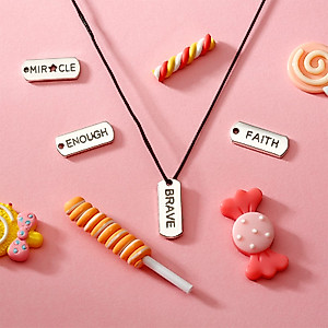 80 Pieces Word Charms Pendants Engraved Motivational Jewelry Making Accessories for DIY Necklaces, Bracelets, Key Chains(Silver)