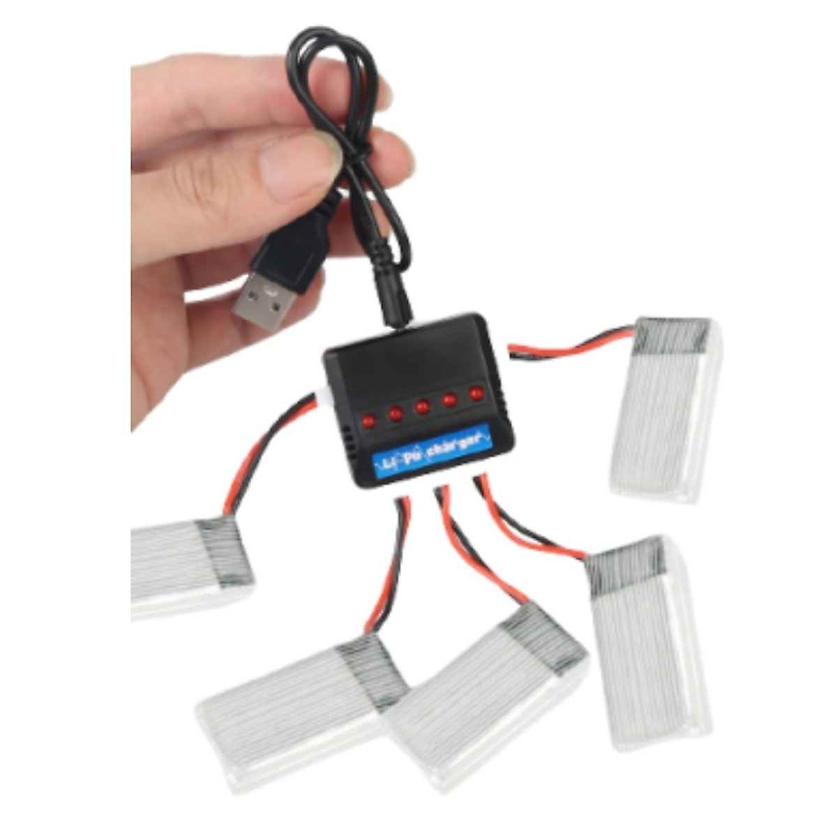 VOCTI 3.7V 600mAh Lipo Battery 25C for Syma X5C X5SW X5C-1 X5SC S5W MJX X708 CX-30W CX-31 CW4 S5C S5W SS40 FQ36 H42 T32 T5W Quadcopter Drone Aircraft Battery with Charger (5 pcs)