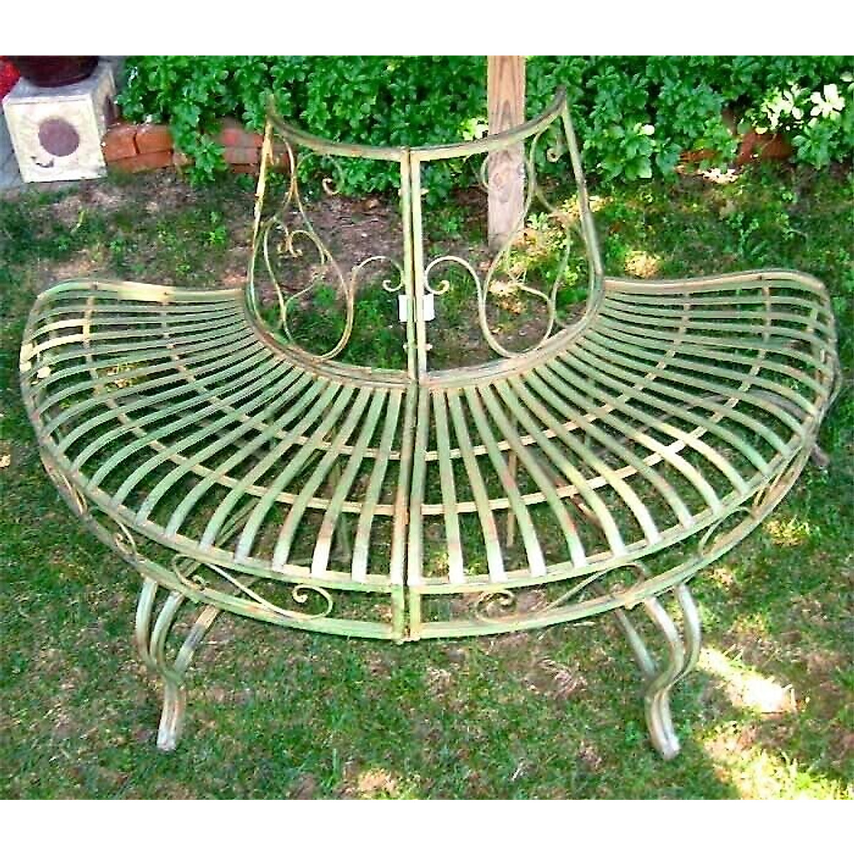 Generic Half Round Tree Bench 30.5"" High- Iron - Antique Green Finish, Large