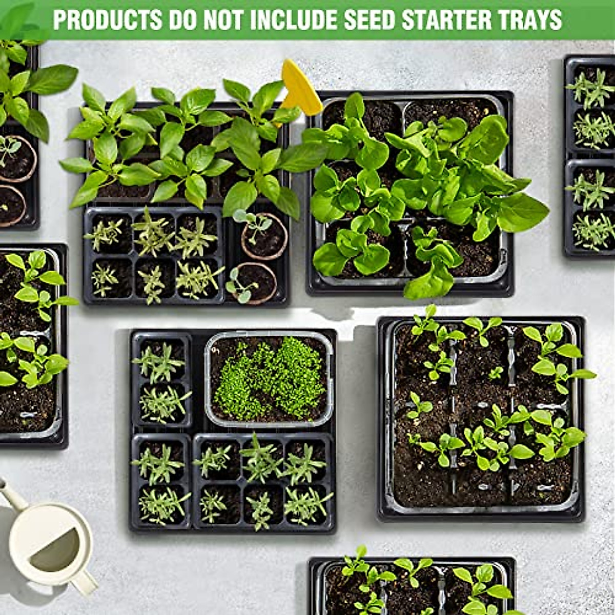 ANPHSIN Plant Growing Trays- 10 Pack 10.6” × 10.6” No Drain Holes Microgreens Growing Trays, Thickened Garden Plant Seed Starter, Indoor Greenhouse Seedling Propagation Trays for Wheatgrass