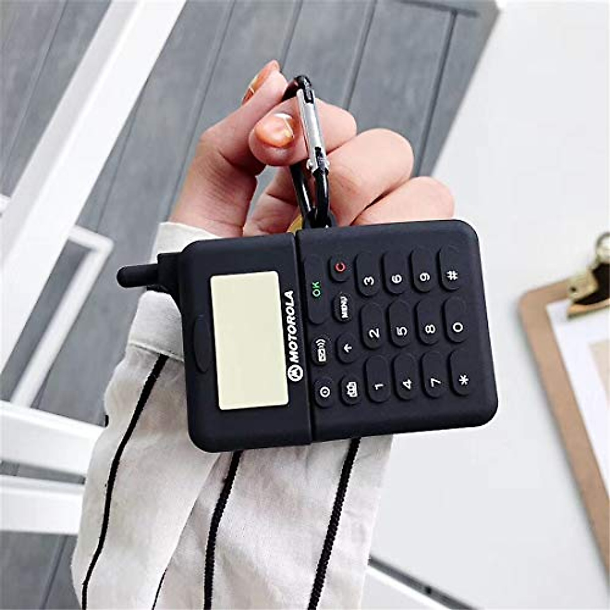 Mulafnxal for Airpod 1&2 Case, Cute Cartoon Unique Silicone Air pods Cover, 3D Funny Fashion Fun Cool Stylish Keychain Design Kits Soft Skin Shell Cases Boys Men Teens Kids for Airpods (Moto Phone)