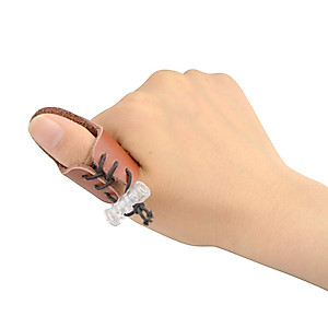 SHARROW Archery Protector Set Glove 3 Finger Guard Leather Arm Guard Bracers Finger Tabs Thumb Ring Finger Protector Protective Gear Set for Compound Bow Recurve Bow Shooting Hunting