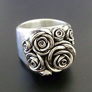 Gixaxak Fashion Retro Vintage Classic 3D Finely Carved Rose Flower Promise Statement Anniversary Ring for Women 8