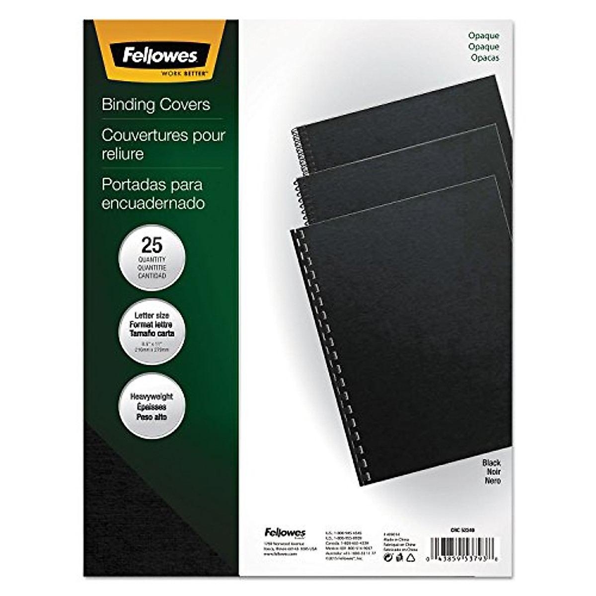 Fellowes 5224901 Presentation Covers, Plain, Letter,8-1/2-Inch x11-Inch, 25/PK, Black