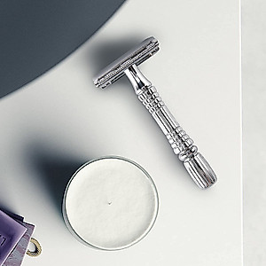 BAILI Classic 3-Piece Double Edge Safety Razor Wet Shaving for Men Women with Platinum Blade and Mirrored Travel Case BD176