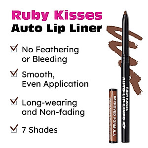 Ruby Kisses Auto Lip Liner Pencil, Long Lasting, Smooth Application Mechanical Lip Liner Pencil (Espresso)