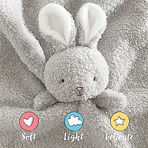Our 3 M's Bunny Baby Security Blanket - Gray Baby Lovey - Baby Security Blankets for Girls and Baby Boy Gifts - Super Soft Blanket for Newborn