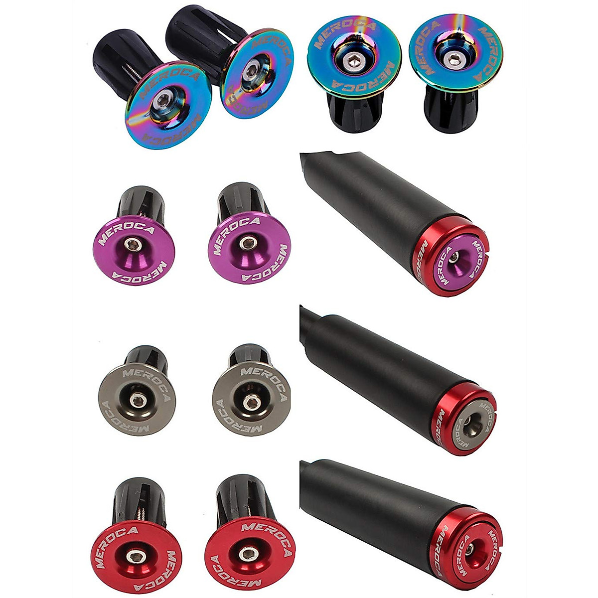 1 Pair Aluminum Bike Handlebar End Plugs, Expanding Locking Bar End Caps for Road Bike Mountain Bike MTB BMX Fixie, Bar End for Handlebar Grip (Rainbow)