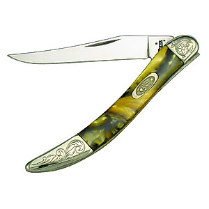 Case Cutlery 91009624KT/E Engraved 24 Karat Small Texas Toothpick Corelon Pocket Knife with Stainless Steel Blades, Black/Gold