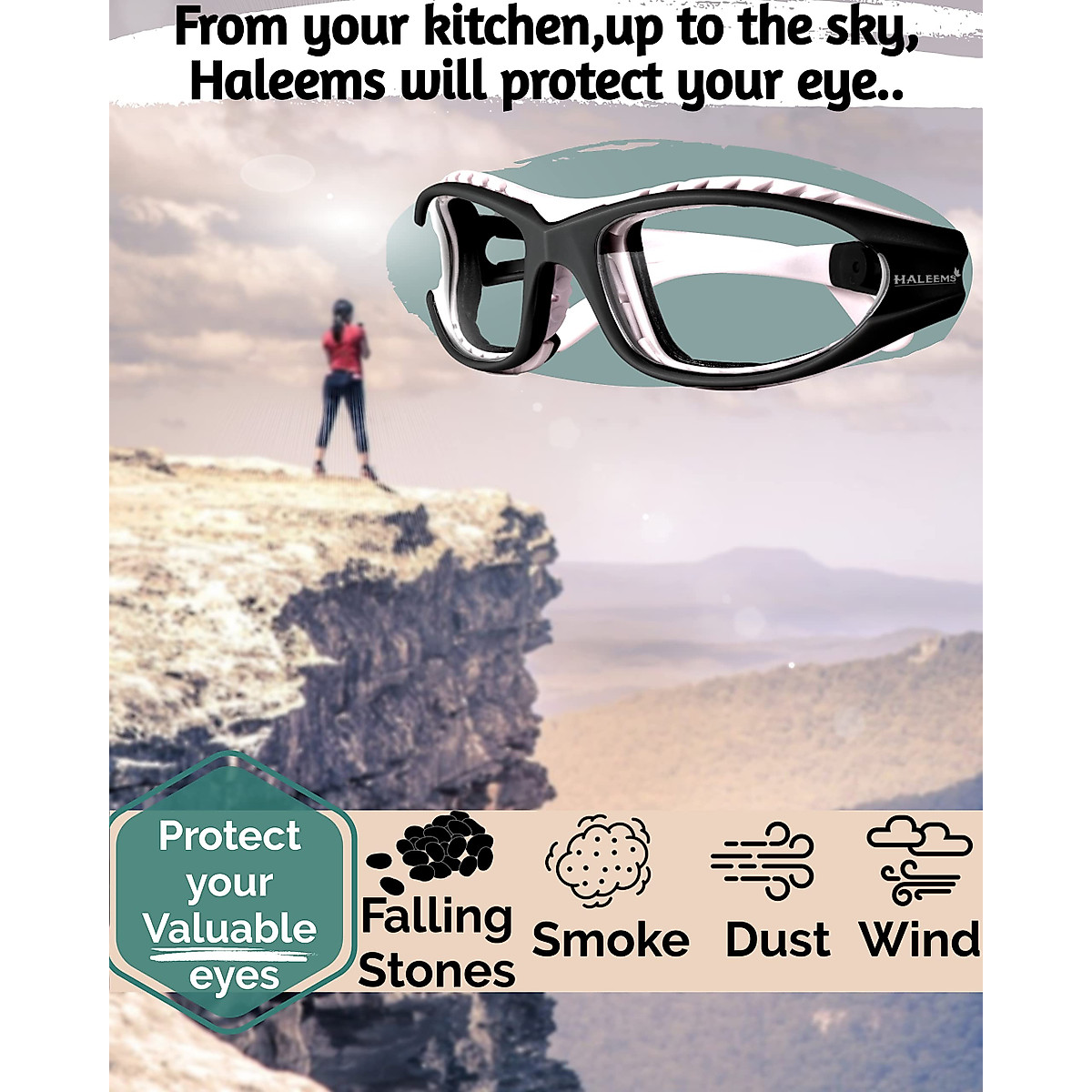 HALEEMS Onion Goggles Tear Free - Anti Fog, Anti Scratch, One Size Fit All Men And Women, Onion Glasses For Cutting And Cooking, Onion Mask Cooking Safety Goggles, Lentes Para Cortar Cebolla (white)