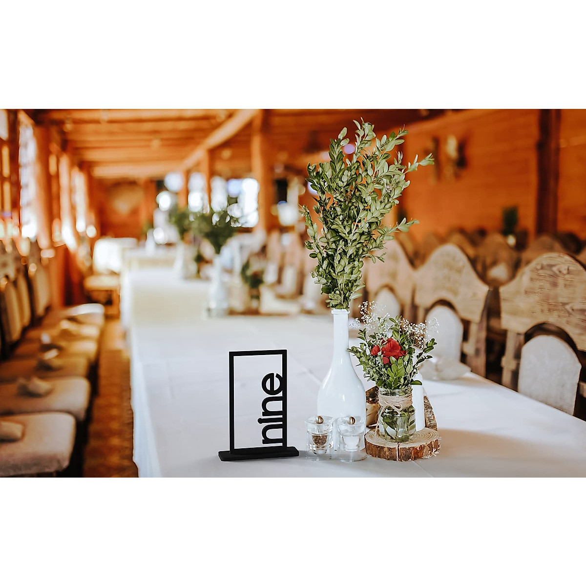 Wooden Wedding Table Numbers 1-10 - Black Table Numbers Signs Decoration Banquet Party Wedding Bride Shower Restaurant Reception Office (Black, 6-10)