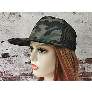 Classic Camo Flat Bill Brim Snapback Hat Visor Mesh Hats for Men Women, Hip Hop Baseball Cap Adjustable Dad Hat Trucker Hat Unisex