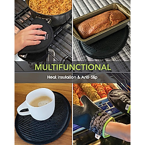 Trailersphere Silicone Oven Mitt and Pot Holder Set, Gone Camping Collection, Non-Slip Grip, Heat Resistant with Hanging Loops, Perfect for RV Kitchens and Camping, Modern and Inspirational Design