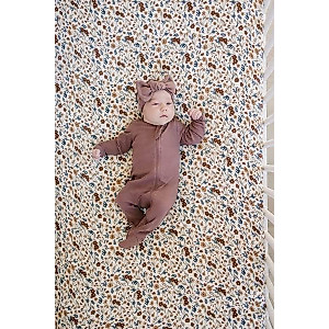 Harvest Floral Muslin Crib Sheet by Mebie Baby, Soft and Breathable Bed Sheets for Babies, Modern Neutral Bedding for Cribs, Standard Crib Mattress Fitted Sheet, Great for Boy or Girl Room or Nursery