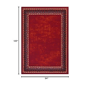 Antep Rugs Alfombras Bordered Modern 8x10 Non-Slip (Non-Skid) Low Pile Rubber Backing Indoor Area Rug (Maroon Red, 7'10" x 10')