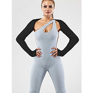 SATINIOR 4 Pieces UV Protection Cooling Shawl Sun Protection Arm Sleeves with Finger Hole(Black)