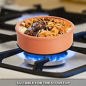 Handmade Clay Pot for Cooking Set of 4, Non-Toxic Large Terracotta Bowls, Clay Cookware for Mexican, Indian, and Korean Dishes, Glazed Earthen Dinnerware Suitable for Stovetop, 5.9 in