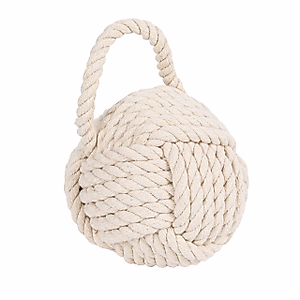 Creative Co-Op Nautical Rope Knot Cotton Door Stop, Ivory