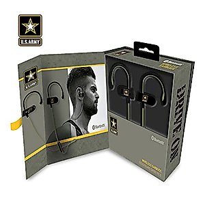 US Army Neckband Bluetooth Headphones Sports Bluetooth Earphones 160 Hours Standby and 5 Hours Playtime Headphones Wireless Bluetooth Mic, Control Buttons Micro USB Charging 4.2 Bluetooth Technology