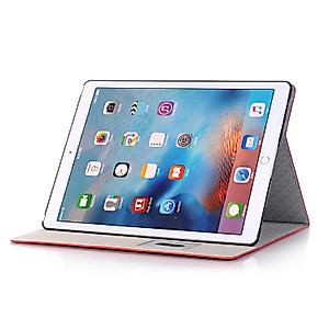 iPad Pro 1st 2nd (12.9'') Case for Women, DMaos Crocodile Synthetic Leather Stand Folio Smart Cover, Auto Sleep/Wake, Document Card Holder - Red