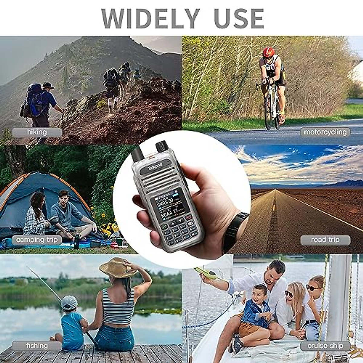 Talkpod A36Plus GMRS Radio HAM Walkie Talkie 512 Channel, 5W Output, AM AIR VHF UHF 7-Band Receive (Crystal)