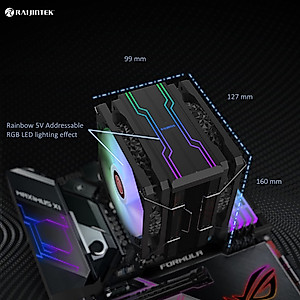 RAIJINTEK ELEOS 12 Duo RBW CPU Air Cooler, Dual 120mm PWM Fans, 4 Copper Direct Contact Heat Pipes, 5V Addressable RGB Lights, for Intel/AMD Ryzen Socket, Compatible with LGA 1700