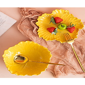 AwakingWaves Cute Handmade Ceramic Cereal Bowl with Hibiscus Designs for Fruit, Salad and Soup,Sculpted Flower-Shaped Candy Pink Bowl for Kitchen, Microwave and Dishwasher Safe, Party Decor