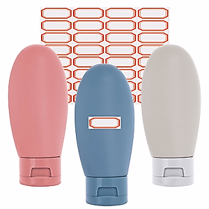 Sibba 3Pcs Travel Bottles, Leak Proof Travel Size container for Toiletries, Squeezable Travel Accessories for Shampoo Conditioner Lotion Body Wash