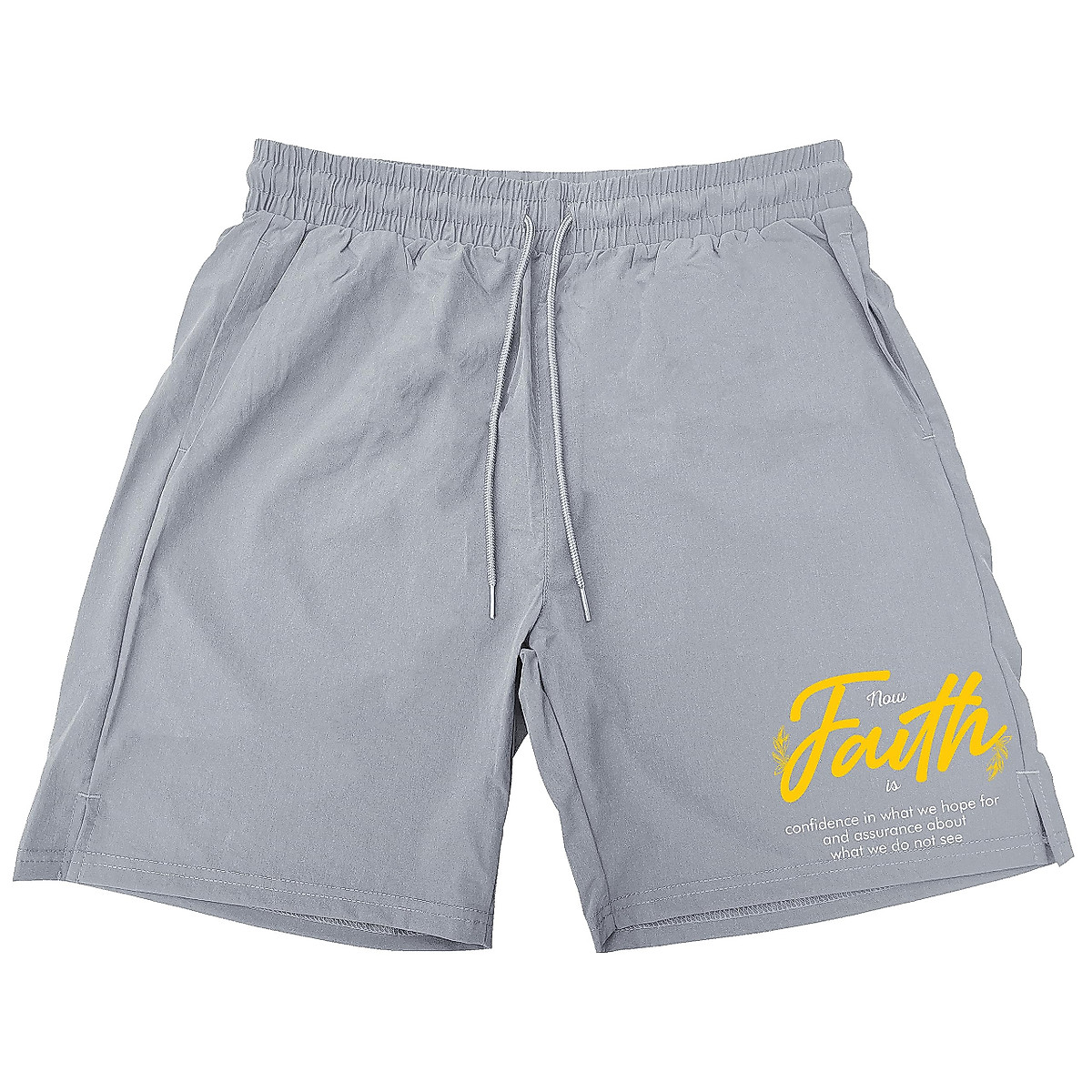 Men's Faith Is Confidence F272 Military Green Athletic Nylon Running Workout Shorts 2X-Large