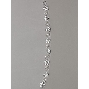 1T 1 Tier Pearls Silver Beaded Wedding Veil - Light Ivory Fingertip Length 36" V413